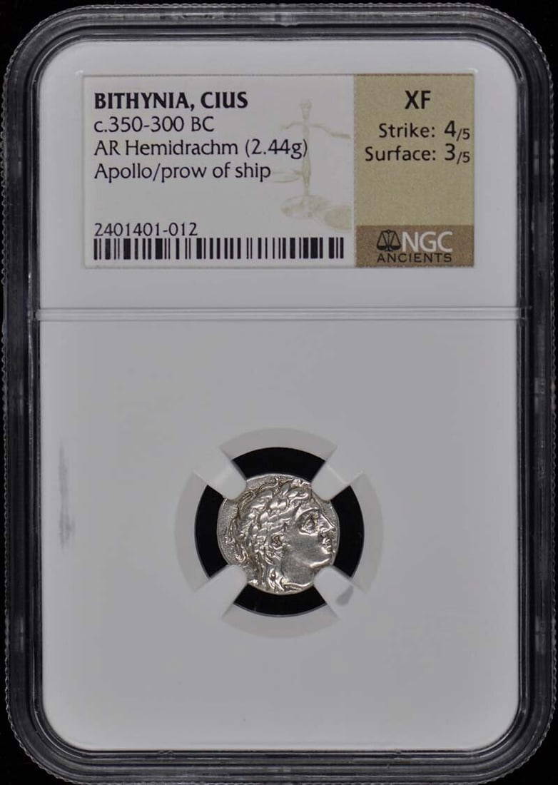 Ancient Greek Ar Hemidrachm Coin Bithynia Cius 350-300 Bc Apollo Xf40 ...