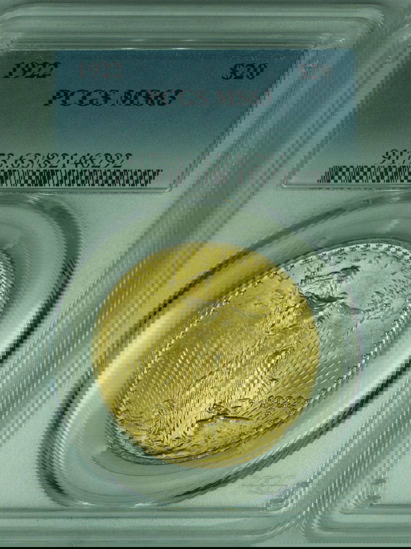 1922 Saint Gaudens $20 Gold Coin Pcgs Ms 63 Uncirculated Auction