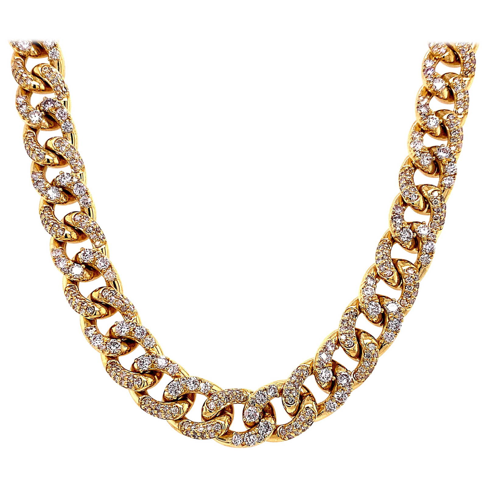 10.63ct Diamond Cuban Link Necklace 18k Yellow Gold Auction