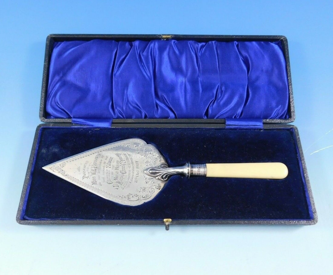 Sterling Silver Pie Server 9 3/4 With Fitted Box And Engraving Auction
