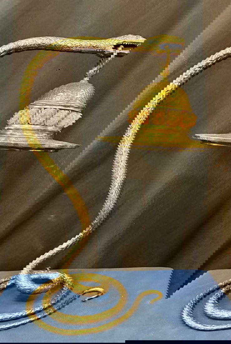 Vintage Art Nouveau Bronze French Snake Table Lamp Auction