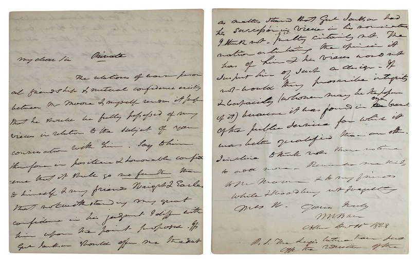 Martin Van Buren Signed 2 Page Handwritten Letter 1828