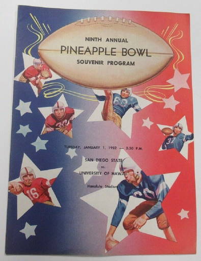 1952 Pineapple Bowl Program San Diego St. Vs Hawaii
