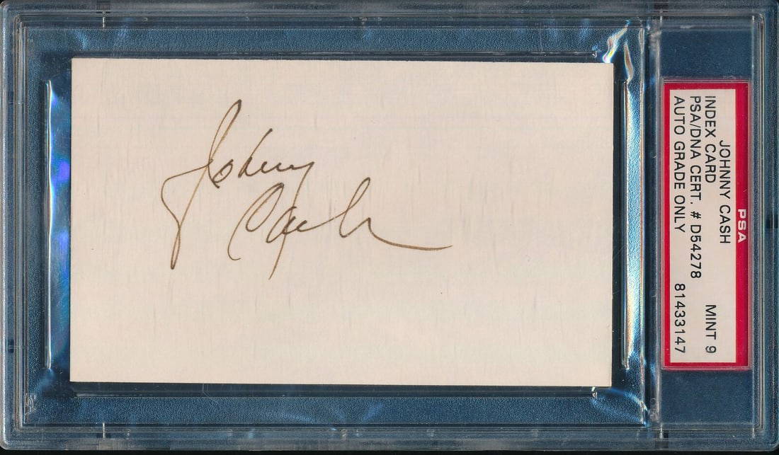 Johnny Cash Autographed 3x5 Index Card Psa/dna Auction
