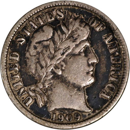 1909 D Barber Dime Silver Coin Circulated Denver Mint