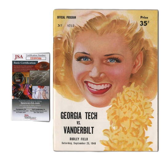 Henry Red Sanders Signed 1948 Vanderbilt Vs Georgia Tech Football ...