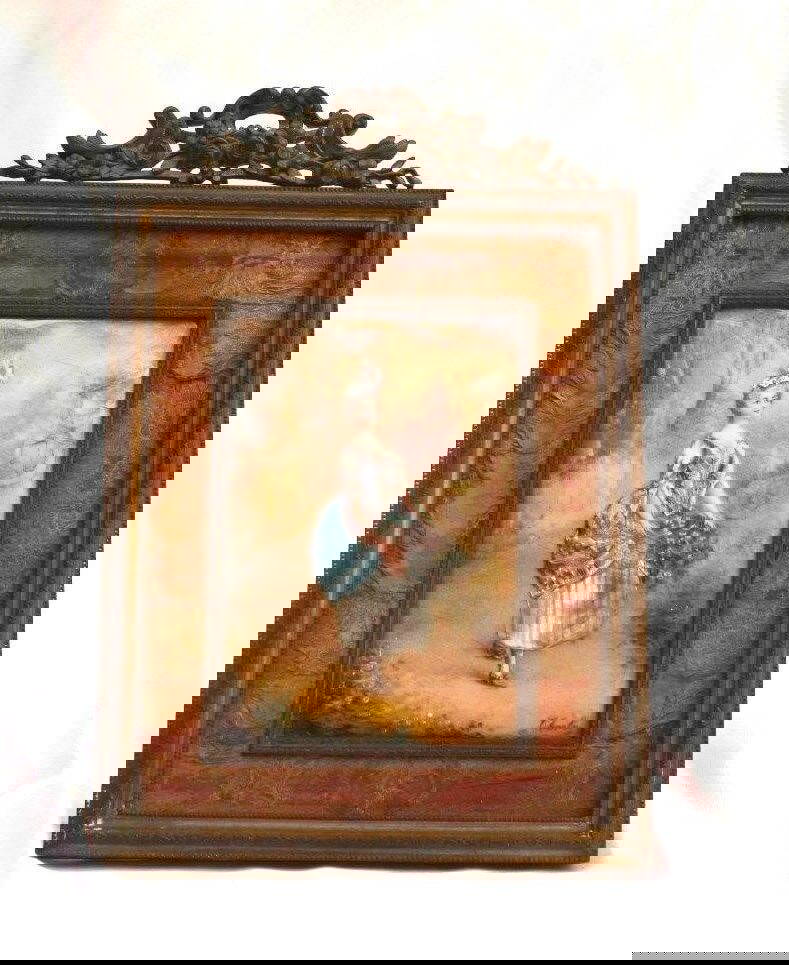 19th Century Limoges Enamel Painting On Copper With Bronze Frame Auction