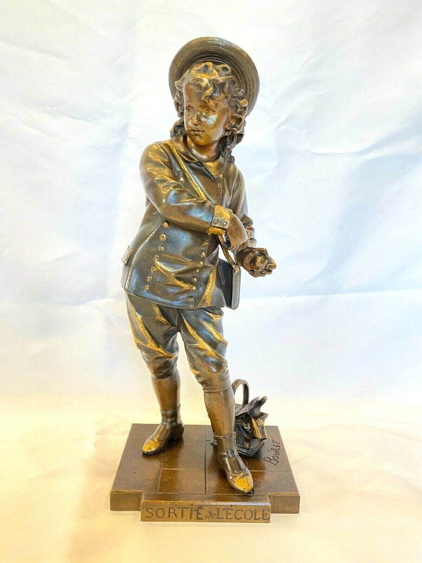 19th Century French Bronze Statue By Bouret 12.75" Tall Auction