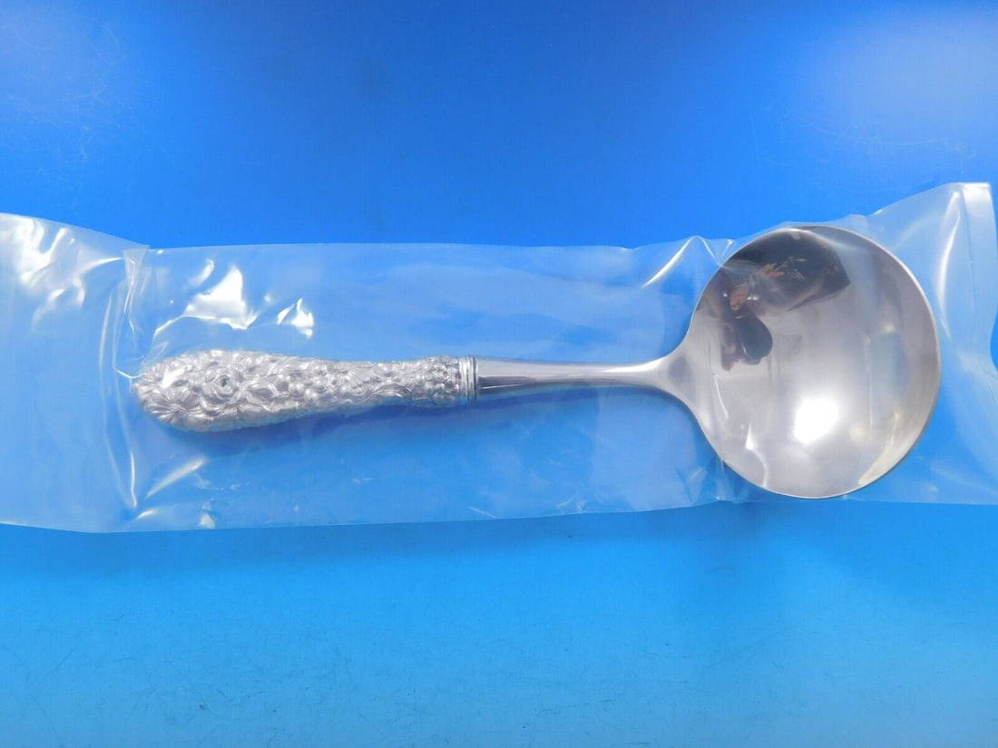 Stieff Rose Pattern Sterling Silver Gravy Ladle 8" Custom Made Auction