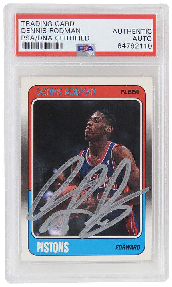 Dennis Rodman Signed 1988 Fleer Rookie Card #43 Psa Encapsulated Auction