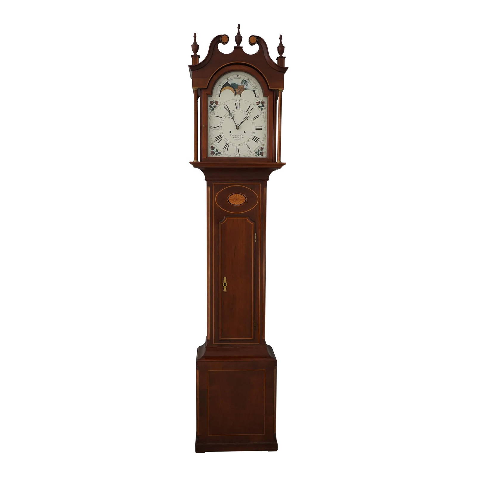Christian Eby Manheim Inlaid Cherry Grandfather Clock 20.5x12x94.5 Auction