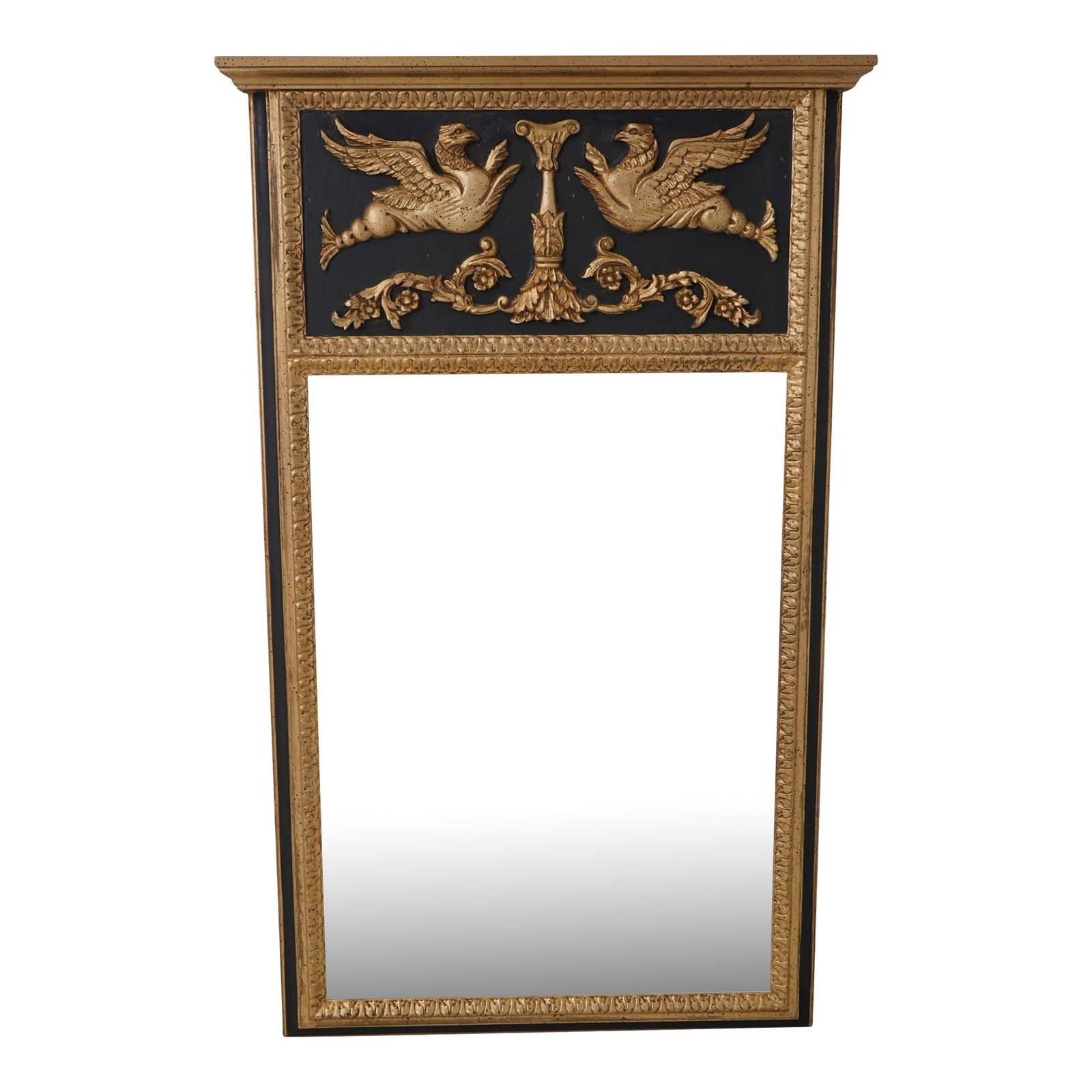 Labarge Neoclassical Black Gold Mirror 29.5 X 48 Winged Griffin Design ...