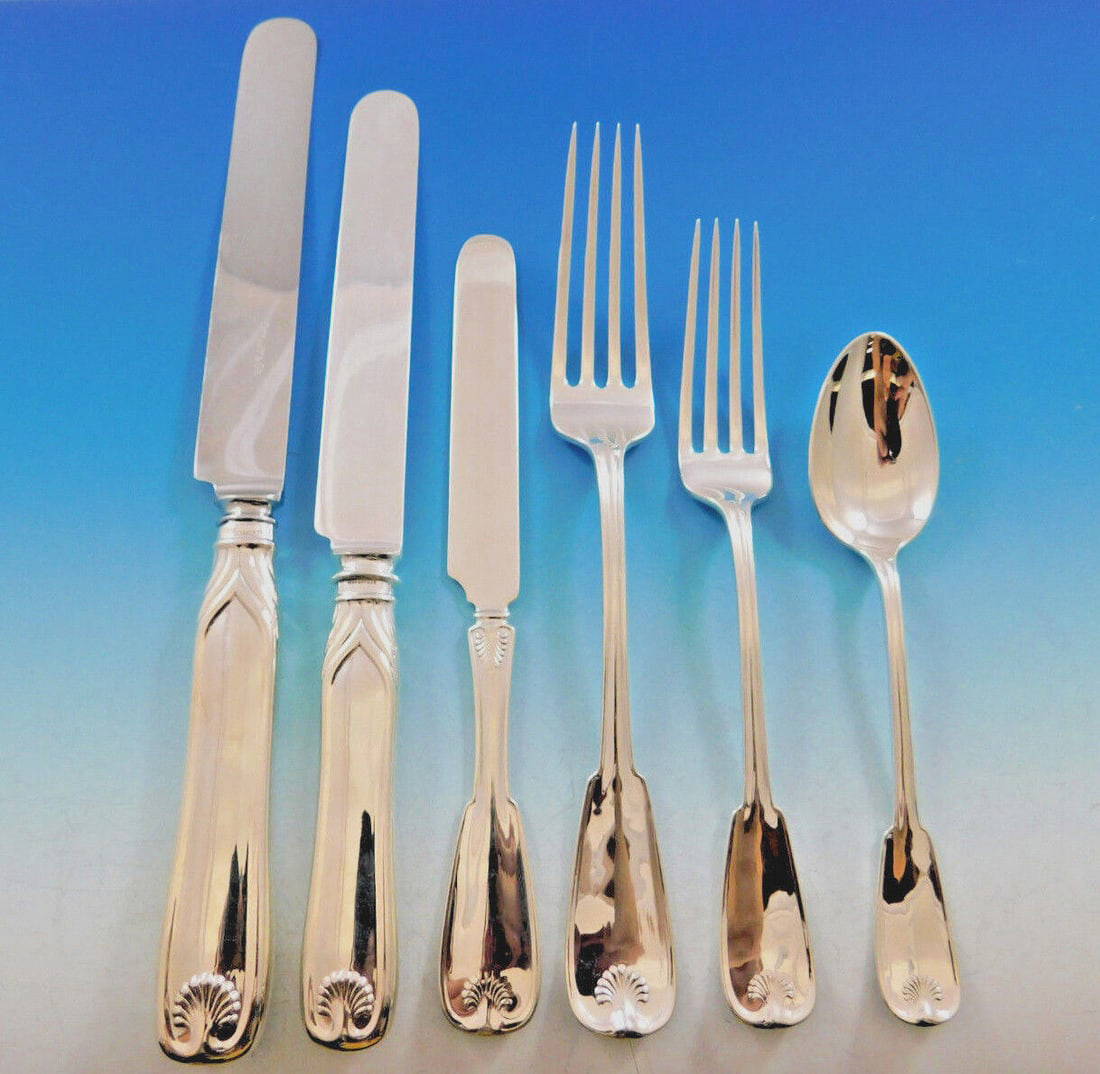 Tiffany & Co 75-piece Sterling Silver Flatware Set Palm Pattern Service ...