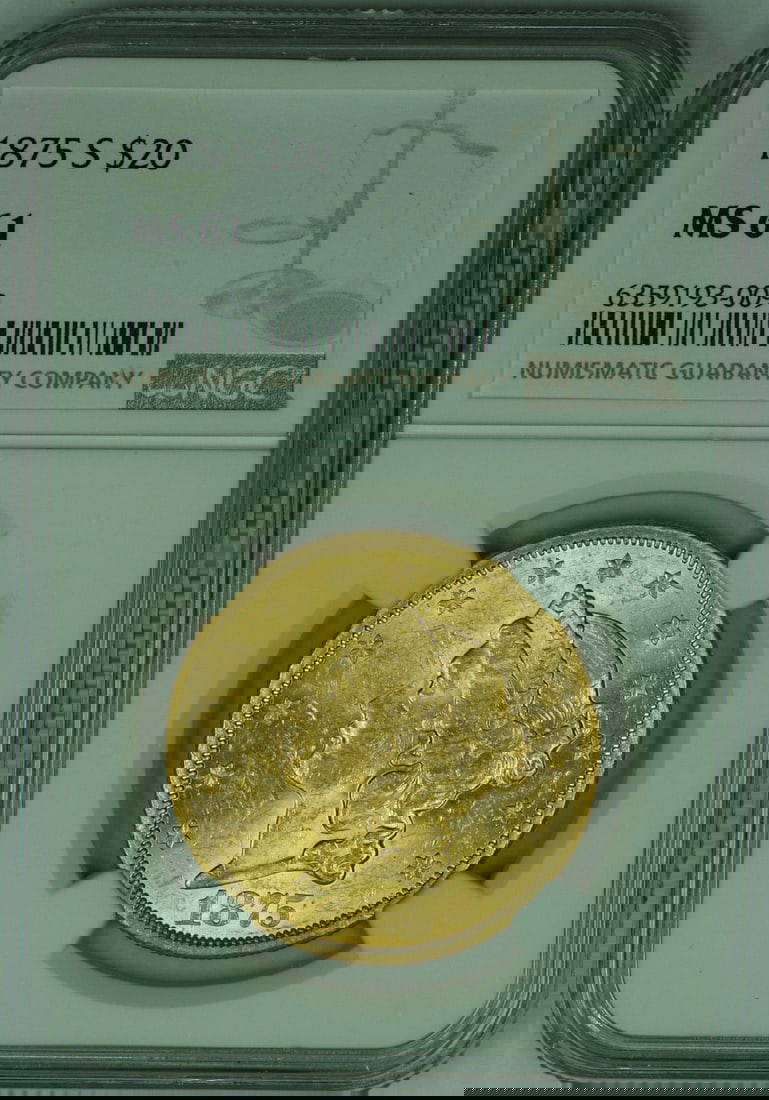 1875-s Liberty Head $20 Gold Double Eagle Ngc Ms 61 Auction
