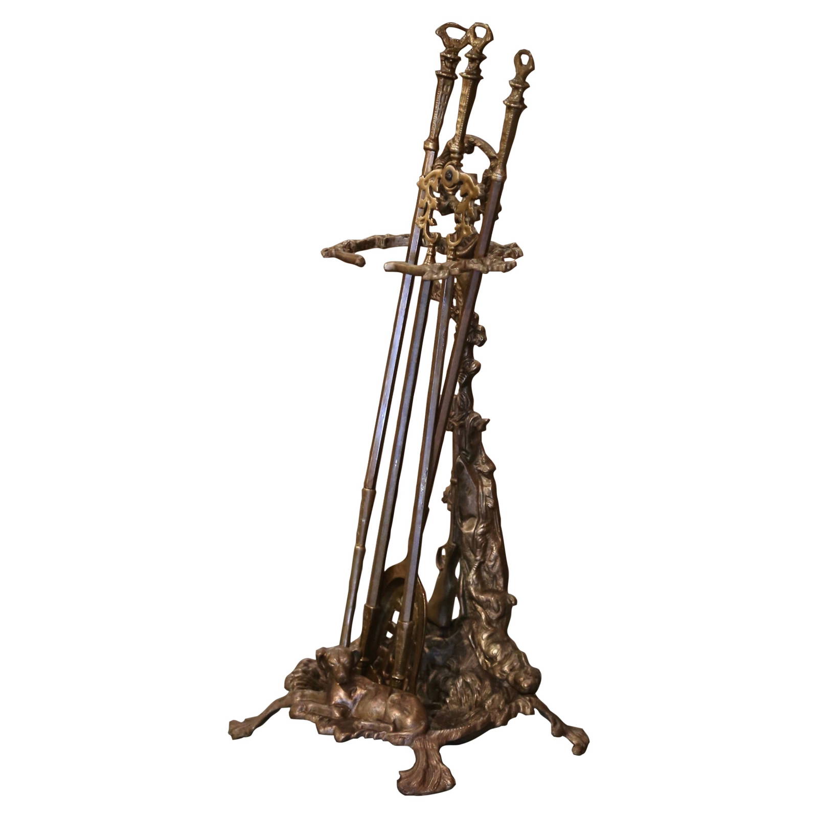 19th Century French Napoleon Iii Bronze Fireplace Tool Set With Stand ...