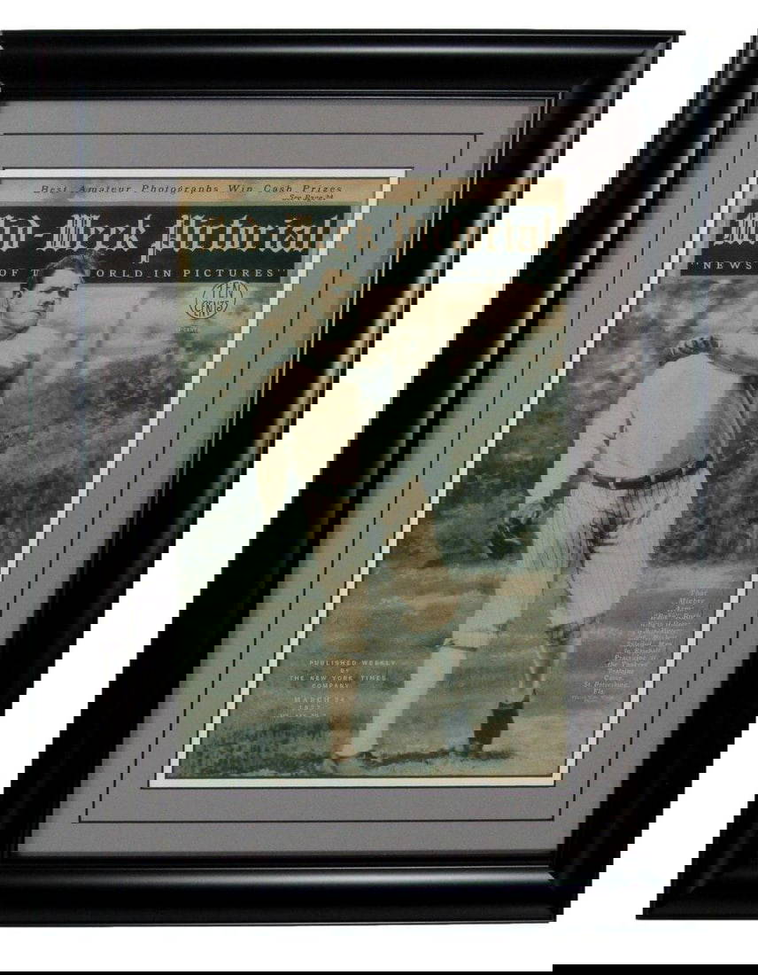 Framed 1927 Babe Ruth Mid-week Pictorial Newspaper New York Yankees 17 ...