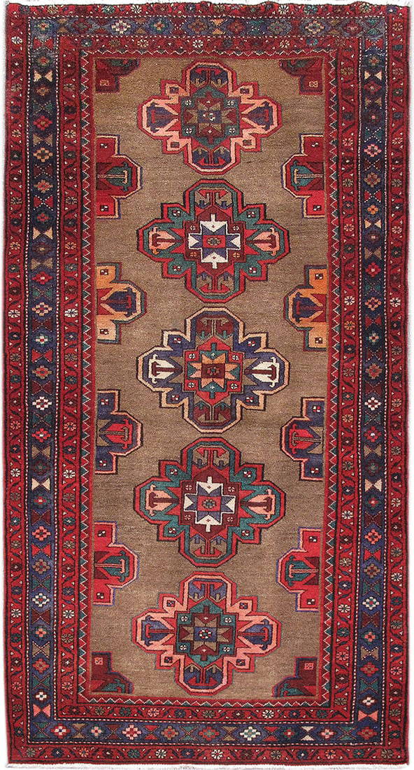 Handcrafted 4'2" X 8'1" Maroon Persian Hamadan Area Rug Auction