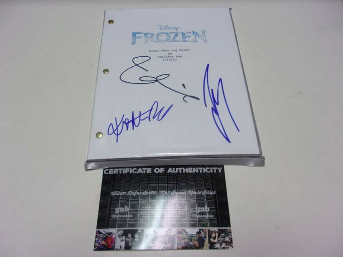 Frozen Movie Script Signed By Idina Menzel Kristen Bell Josh Gad With Coa
