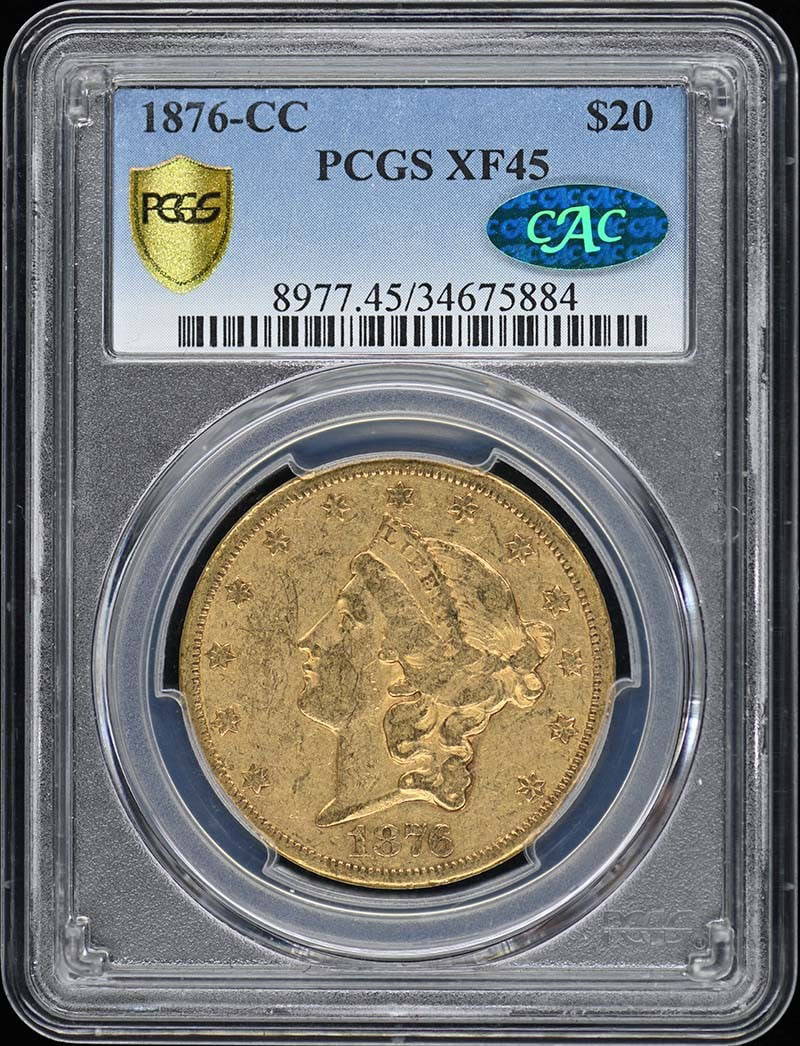 1876-cc $20 Liberty Head Double Eagle Pcgs Xf45 Cac Certified Auction