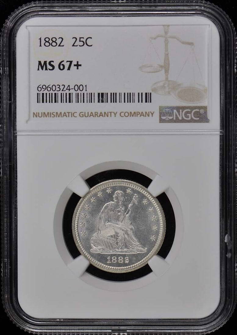 1882 Seated Liberty Quarter Ngc Ms67+ Philadelphia Mint Auction