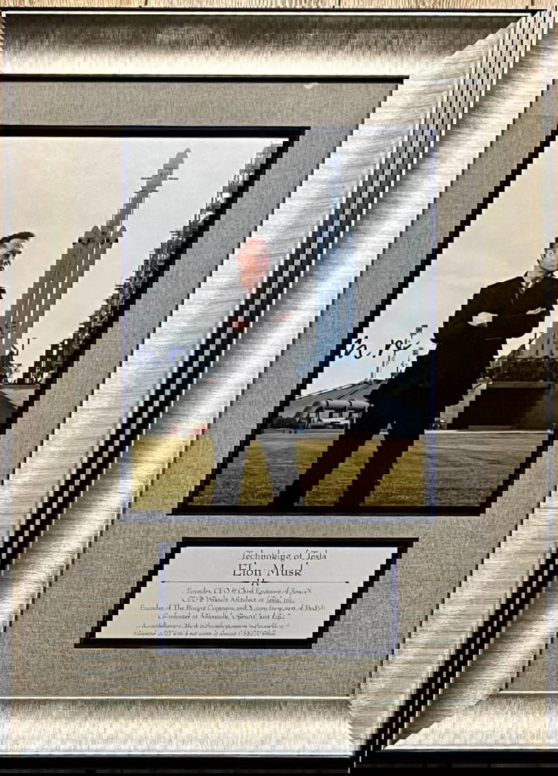 Elon Musk Signed 11x14 Custom Framed Display Jsa Authenticated Auction