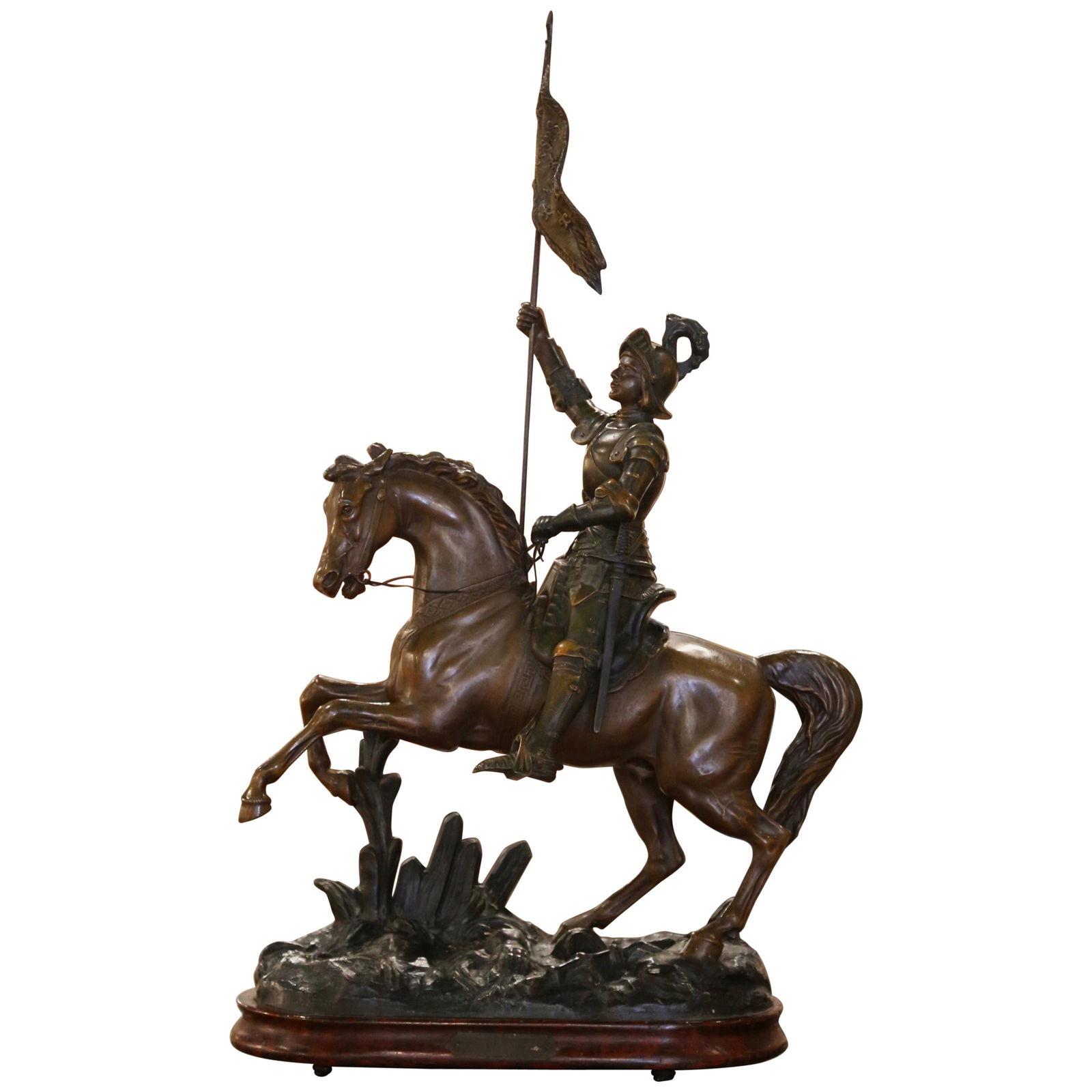 19th Century French Patinated Spelter Statue Of Joan Of Arc By Ch ...