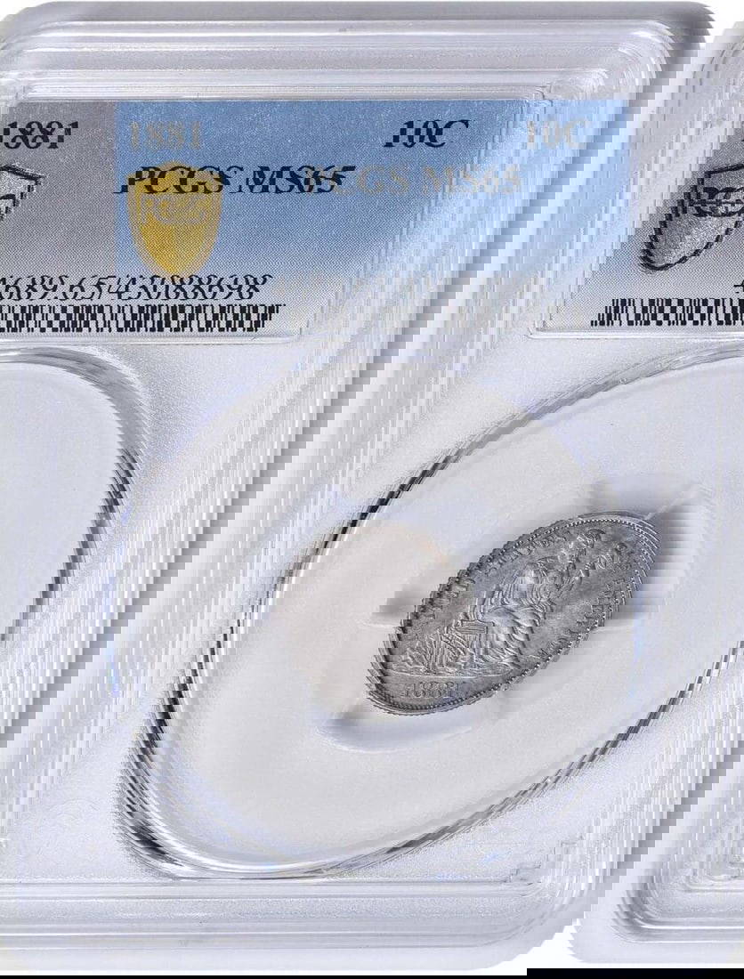 1881 Liberty Seated Silver Dime Ms65 Pcgs 90% Silver Reeded Edge - Aug ...