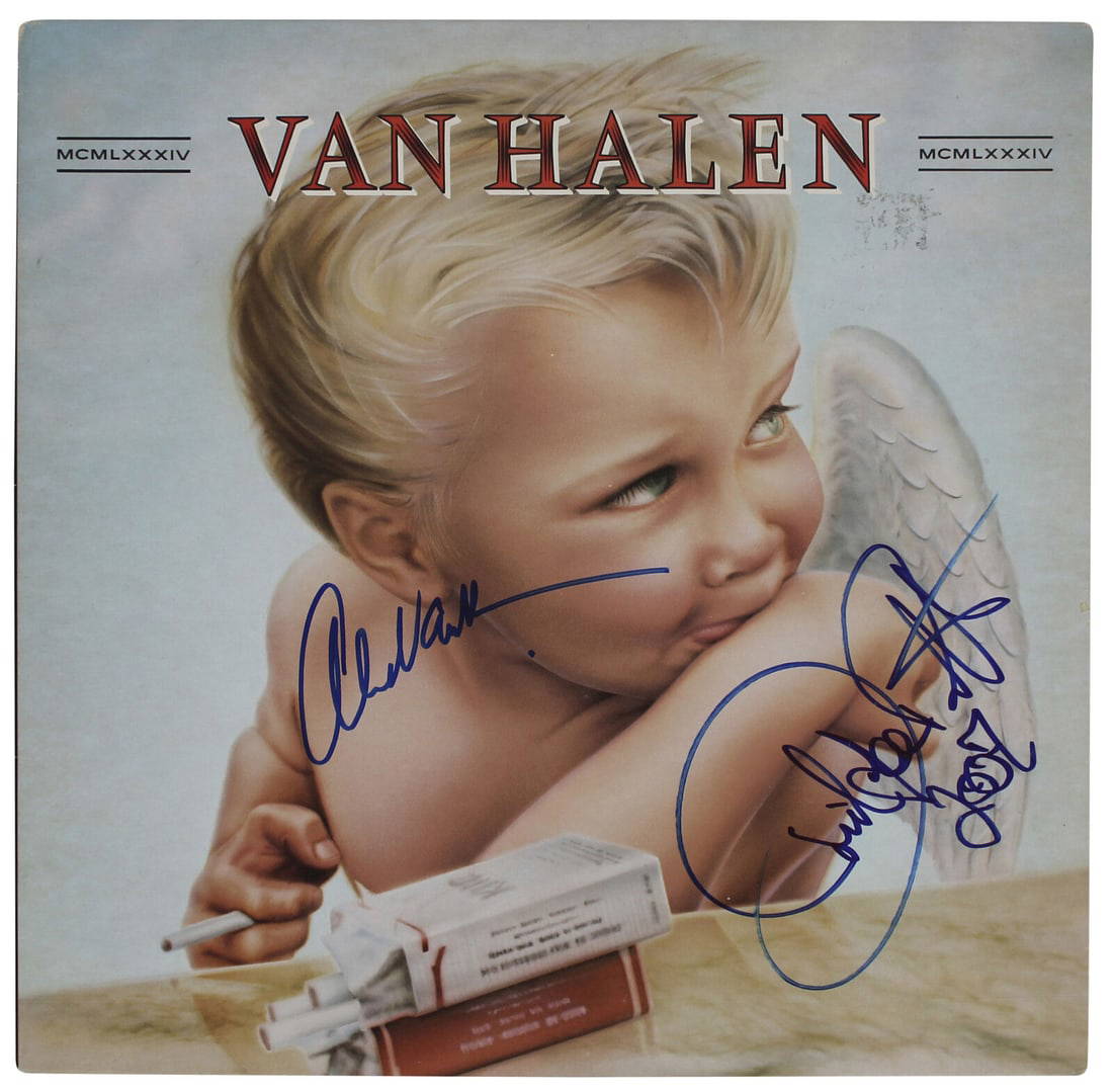 Van Halen Signed 1984 Album Cover Alex Van Halen David Lee Roth Bas Coa ...