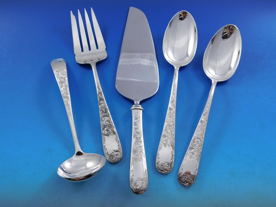 Kirk Old Maryland Engraved Sterling Silver 5-piece Serving Set Auction