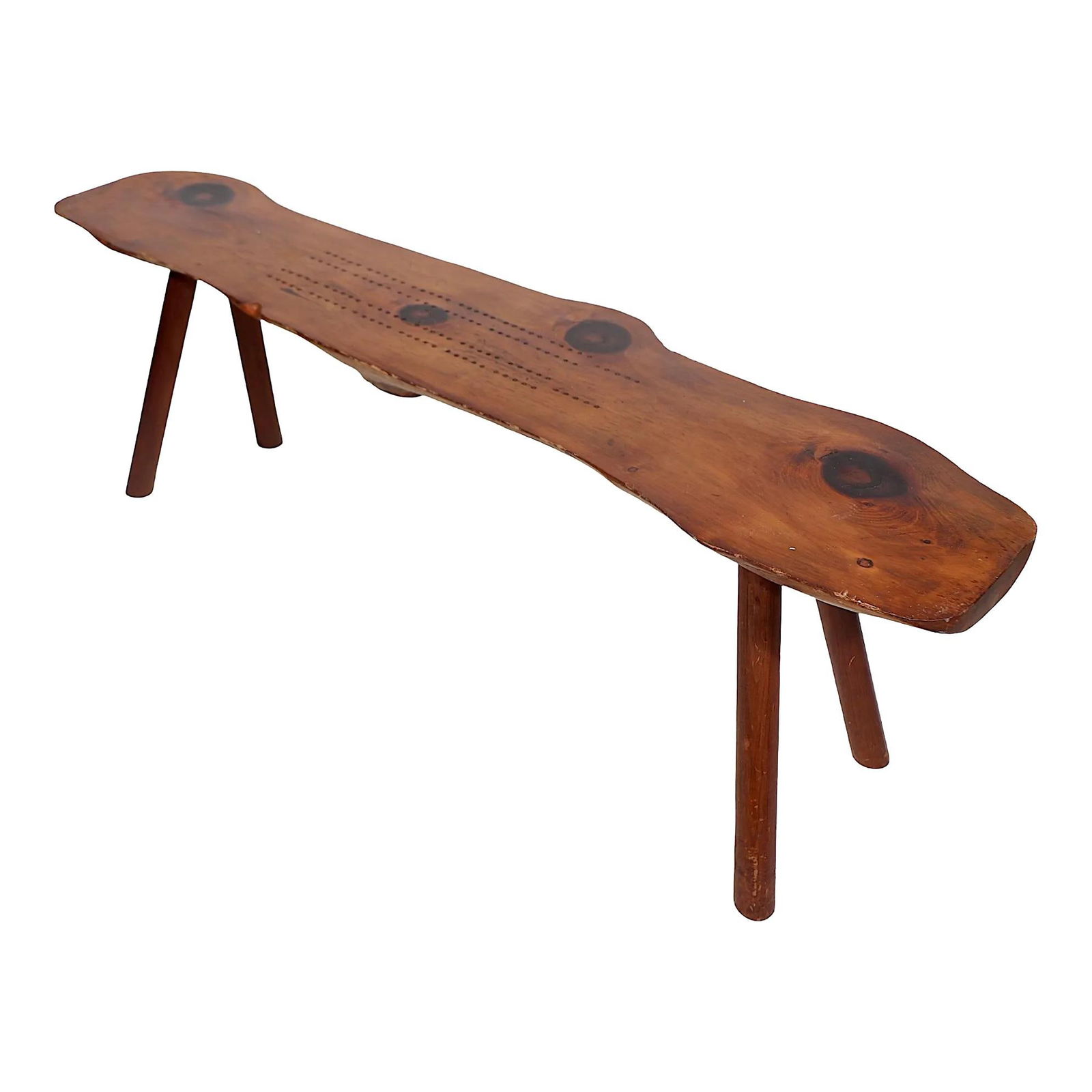 Signed Mid Century Free Edge Coffee Table With Cribbage Game Board Auction