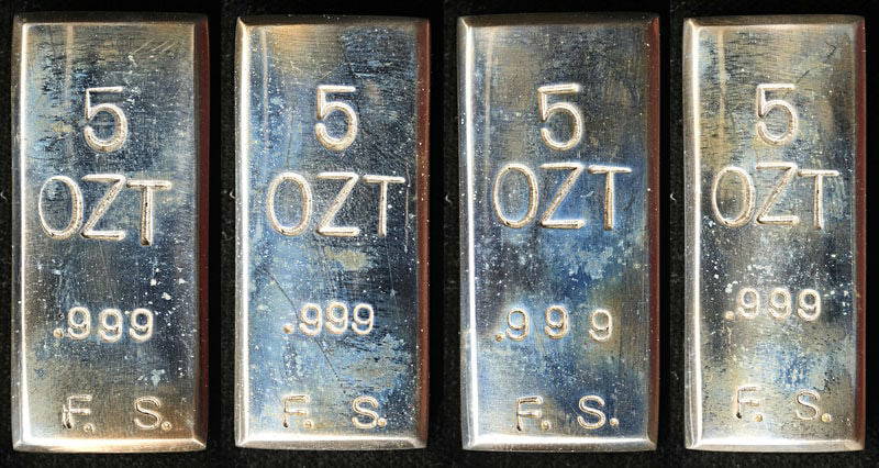 Buy Set Of 4-5 Ounce Custom Silver Bars 999 Fine With Display | Mynt ...