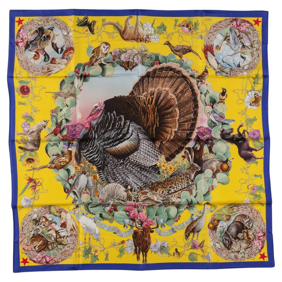 Hermes Faune Et Flore Du Texas Scarf Kermit Oliver Design 35 In Auction