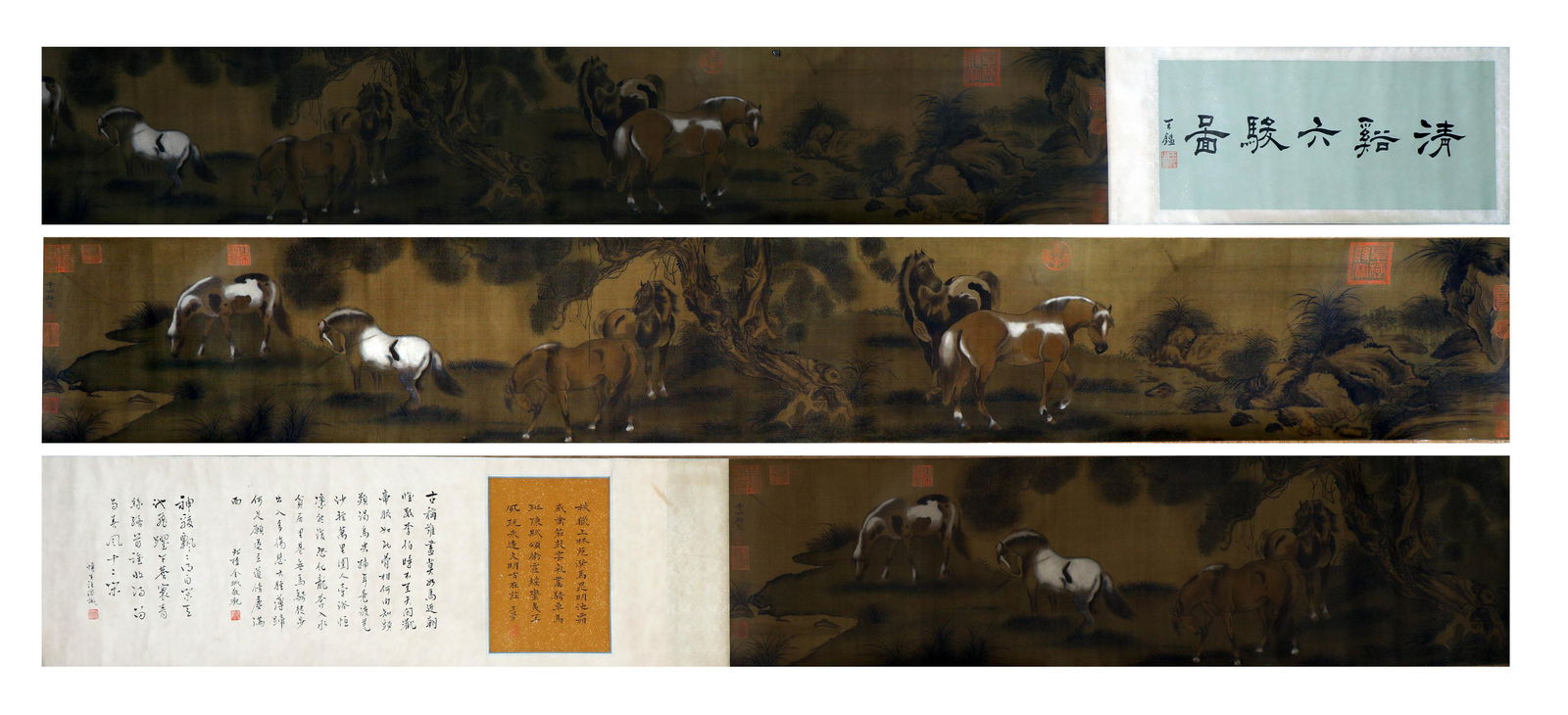 A Handscroll Of Chinese Horses Painting, Li Gonglin