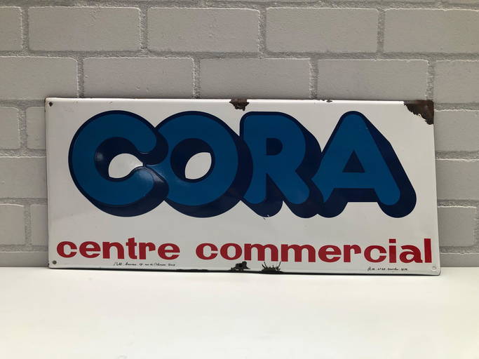 French Cora Centre Commercial Enamel Sign