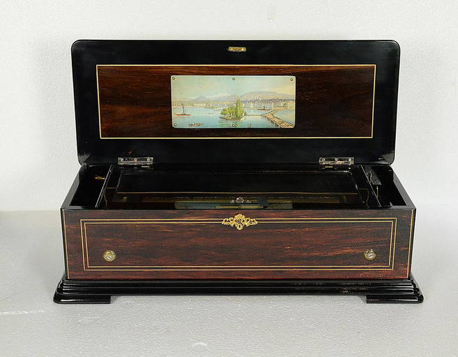 Swiss Music Box With Zither Attachment