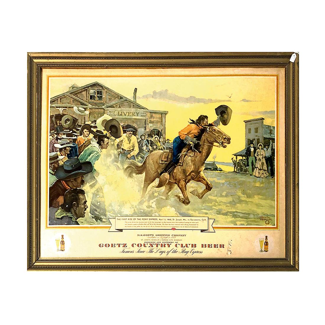 Original Goetz Country Club Beer Advertising Sign Auction