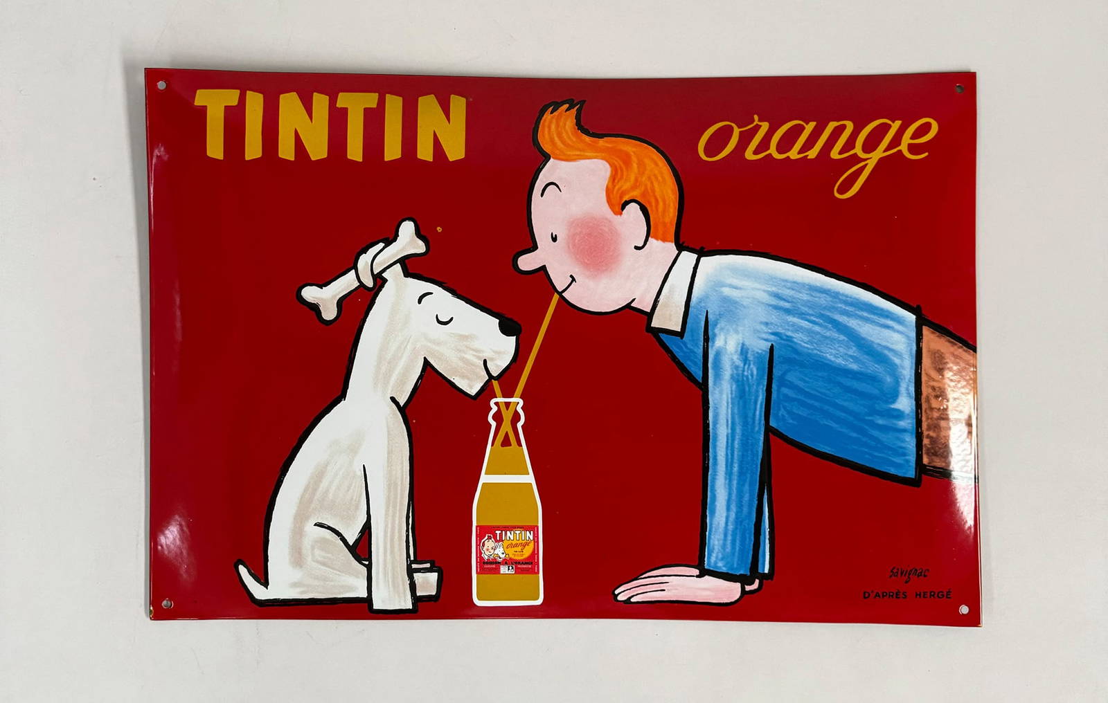 Tintin Orange Soda Enamel Sign Auction