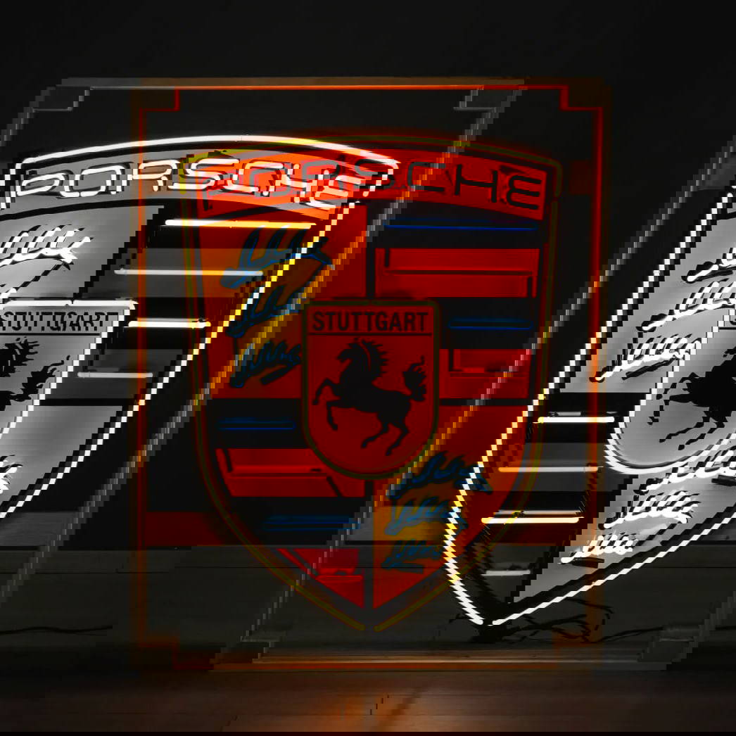 Large Porsche Logo Neon Sign With Backplate Auction