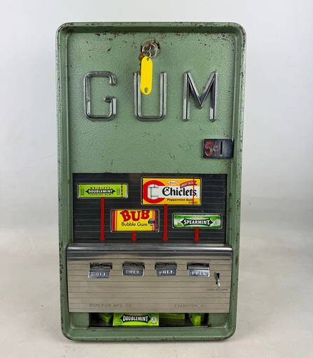 Superior Mfg. Gum 5 Cent Chewing Gum Vending Machine Ca. 1950s 60s