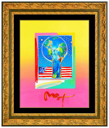 Peter Max Peace On Earth Mixed Media Painting Usa