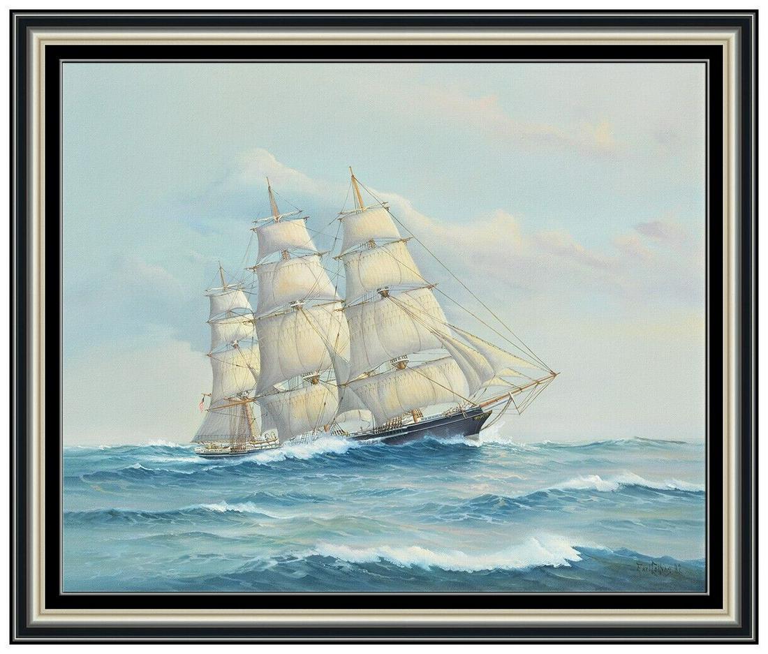 Earl Collins Original Oil Painting On Canvas Signed Nautical Sailboat ...