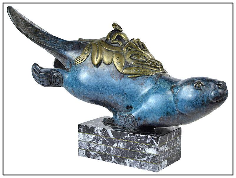 Jacques Mary Regat Beaver Mother Full Round Bronze Sculpture Signed ...