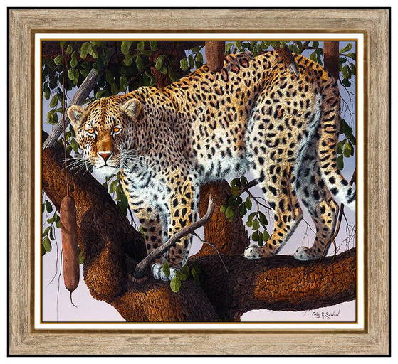Gary Robert Swanson Original Oil Painting On Canvas Signed Leopard Art ...