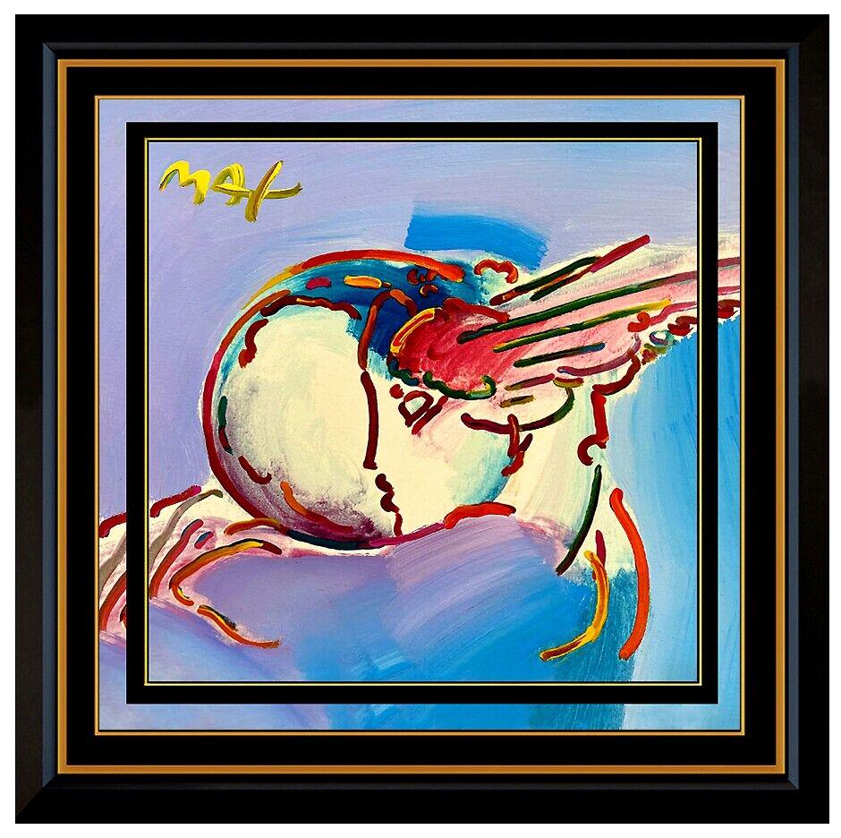 Peter Max Acrylic Painting Original I Love The World Signed Pop Art Oil ...