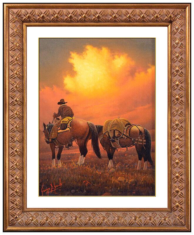 George Dee Smith Original Oil Painting On Board Western Landscape Horse ...
