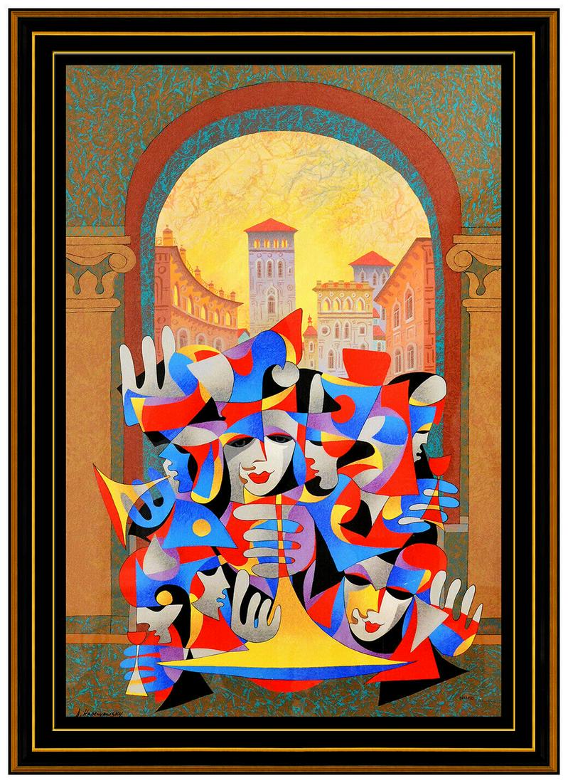 Anatole Krasnyansky Large Serigraph Teal Bronze Overlooking City Signed ...