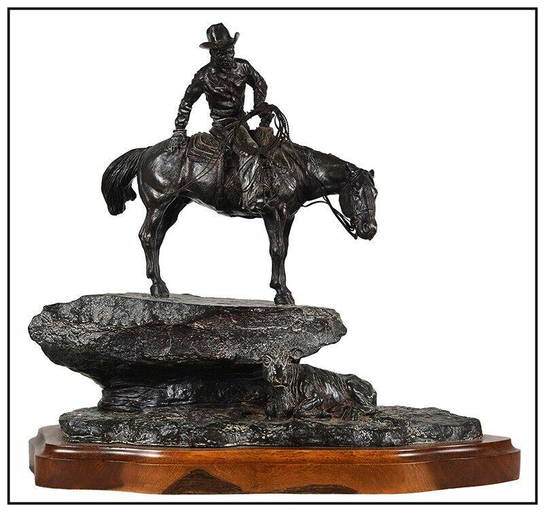 Harold T Holden Lost And Found Bronze Sculpture Western Cowboy Horse ...