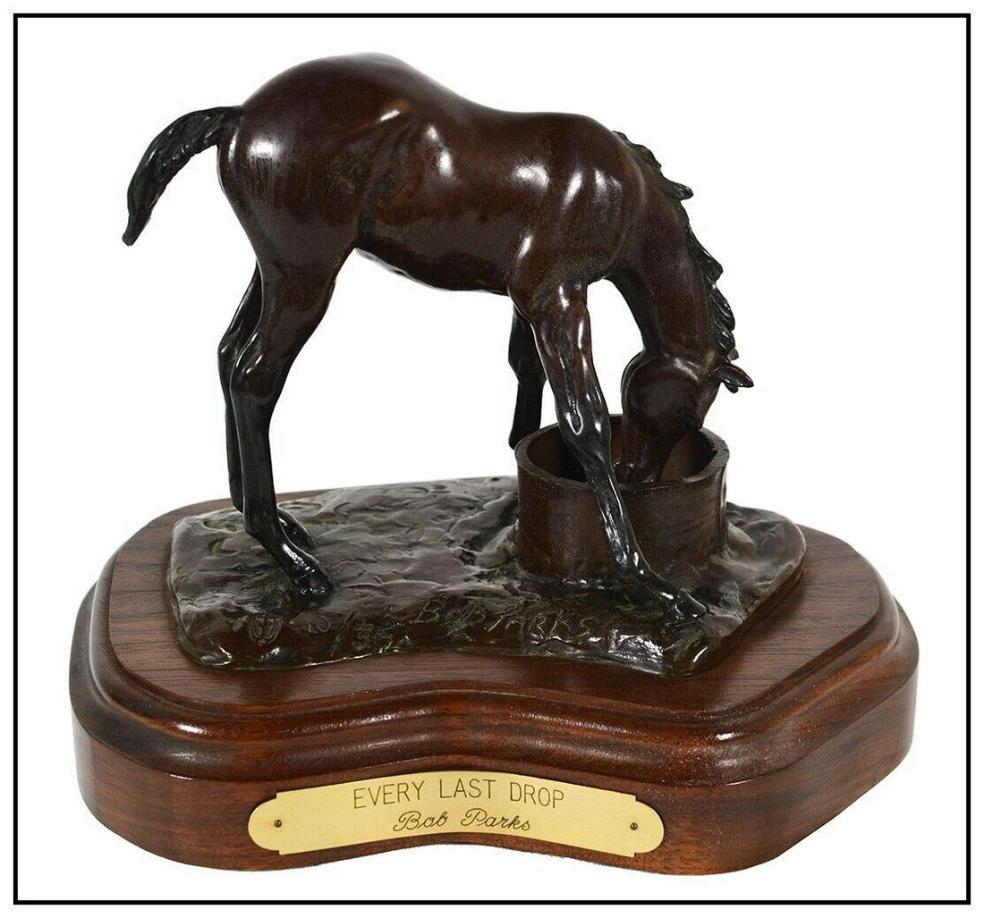 Bob Parks Bronze Every Last Drop Sculpture Animal Horse Western Signed ...