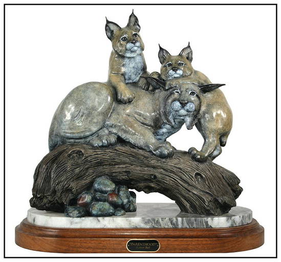 Robert Ball Large Original Bronze Sculpture Parent Hood Wildlife Signed Artwork