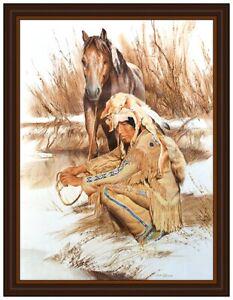 Leon Parson Large Original Pastel Painting Signed Western Native ...